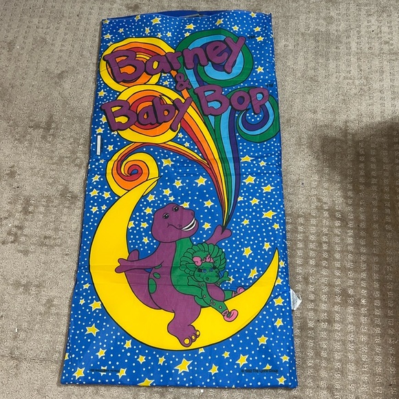 Bedding | Vintage 1992 Barney And Baby Bop Velcro Sleeping Portable Nap ...